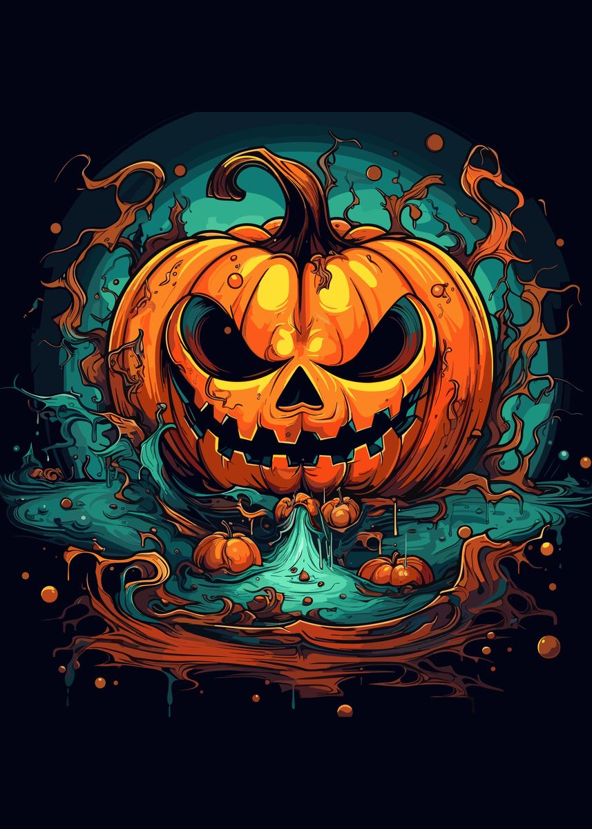 'Halloween Pumpkin' Poster, picture, metal print, paint by Ted Ramsey ...