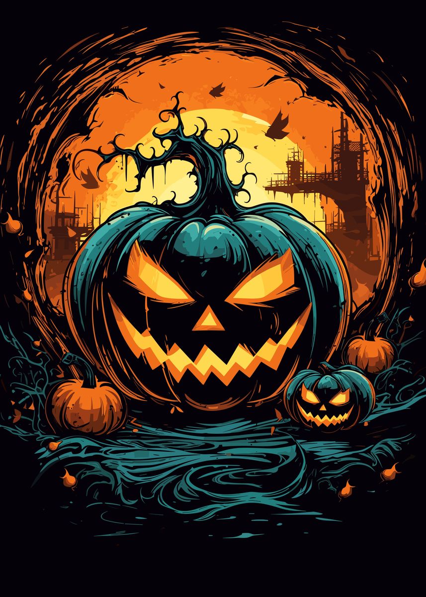 'Halloween Pumpkin' Poster, picture, metal print, paint by Ted Ramsey ...