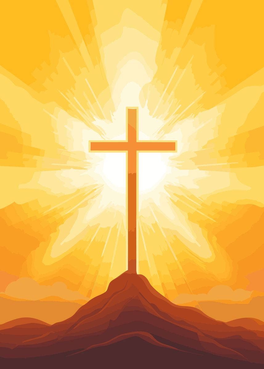 'Divine Yellow Holy Cross ' Poster, picture, metal print, paint by ...