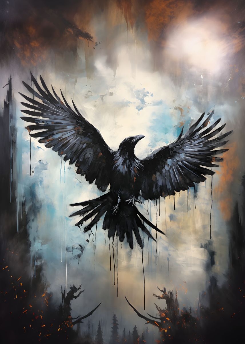 'A Rising Raven' Poster, picture, metal print, paint by Olaffskater ...