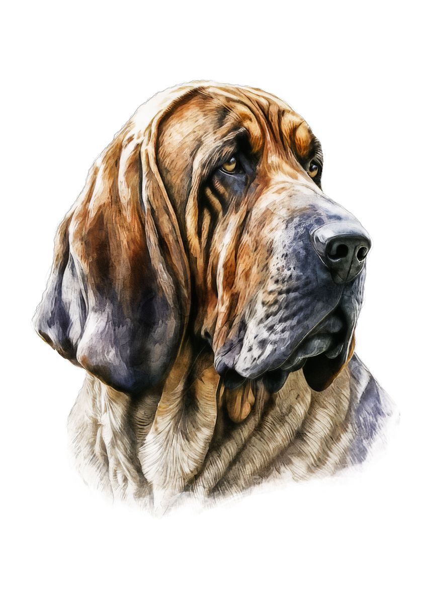 'Bloodhound Dog Watercolor' Poster, picture, metal print, paint by ...