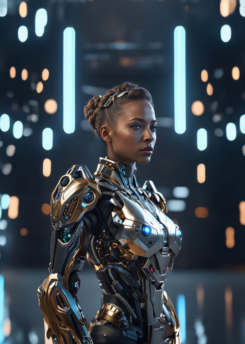 'Cyborg Woman in Neons' Poster, picture, metal print, paint by Anton ...