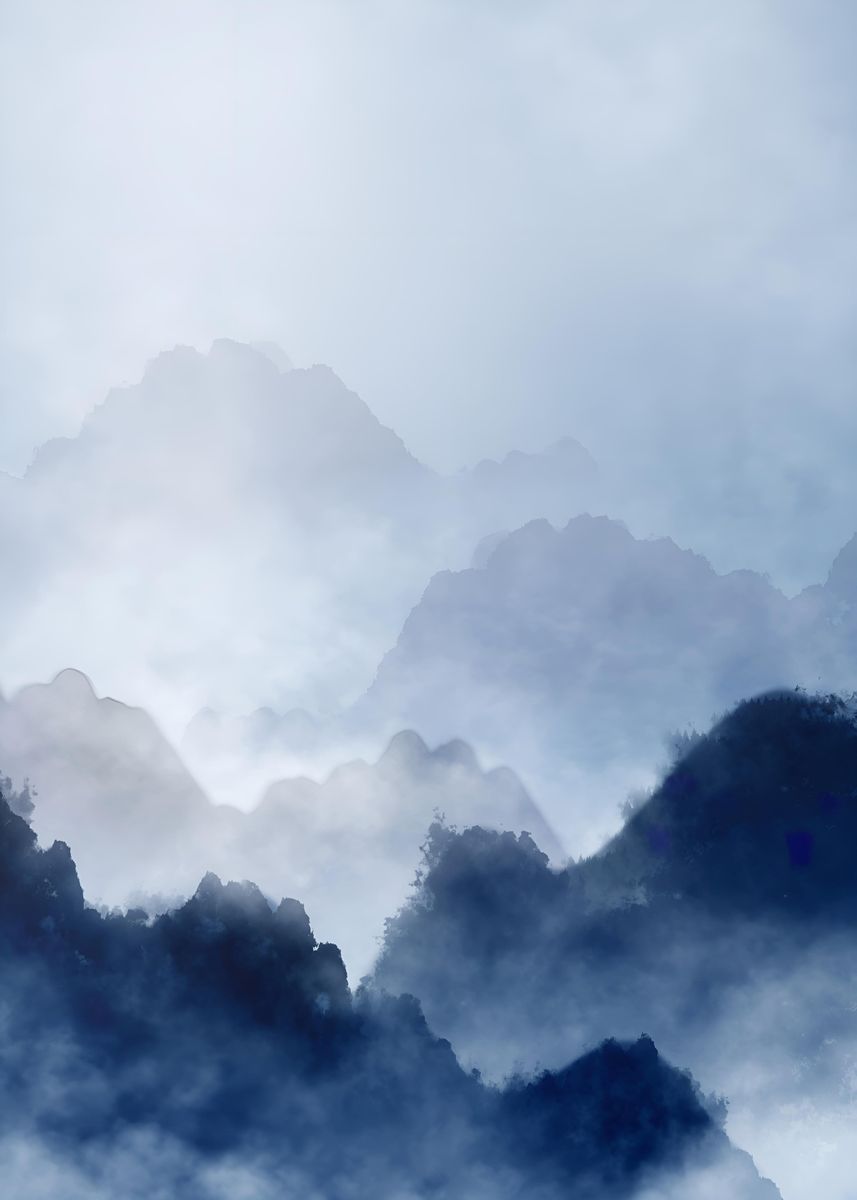 'Mist Mountains' Poster, picture, metal print, paint by Ydha Anggara ...