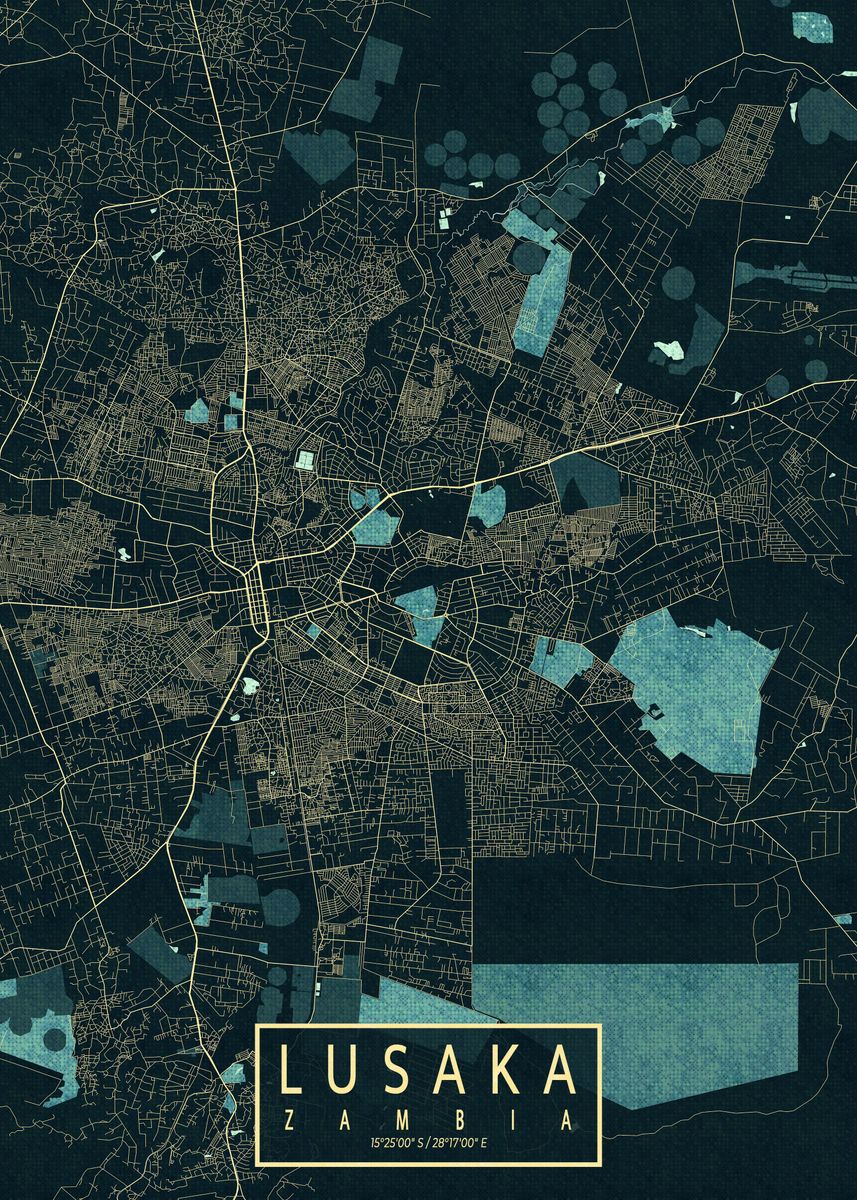 'Lusaka City Map Summer' Poster by deMAP Studio | Displate