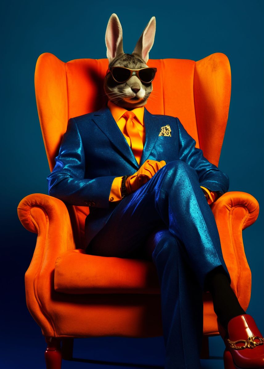 'Classy Rabbit with Suit' Poster, picture, metal print, paint by ...