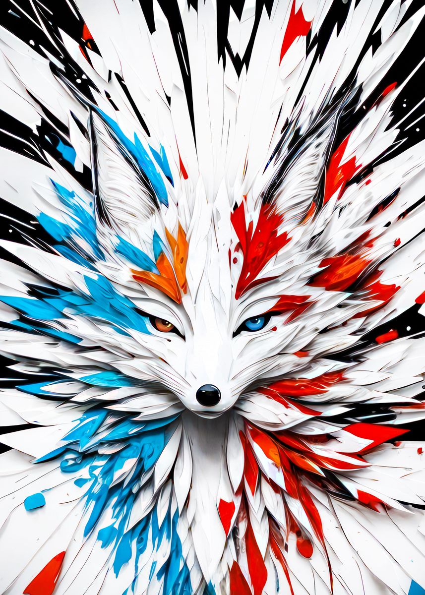 'White Fox' Poster, picture, metal print, paint by Alfonso Navas | Displate
