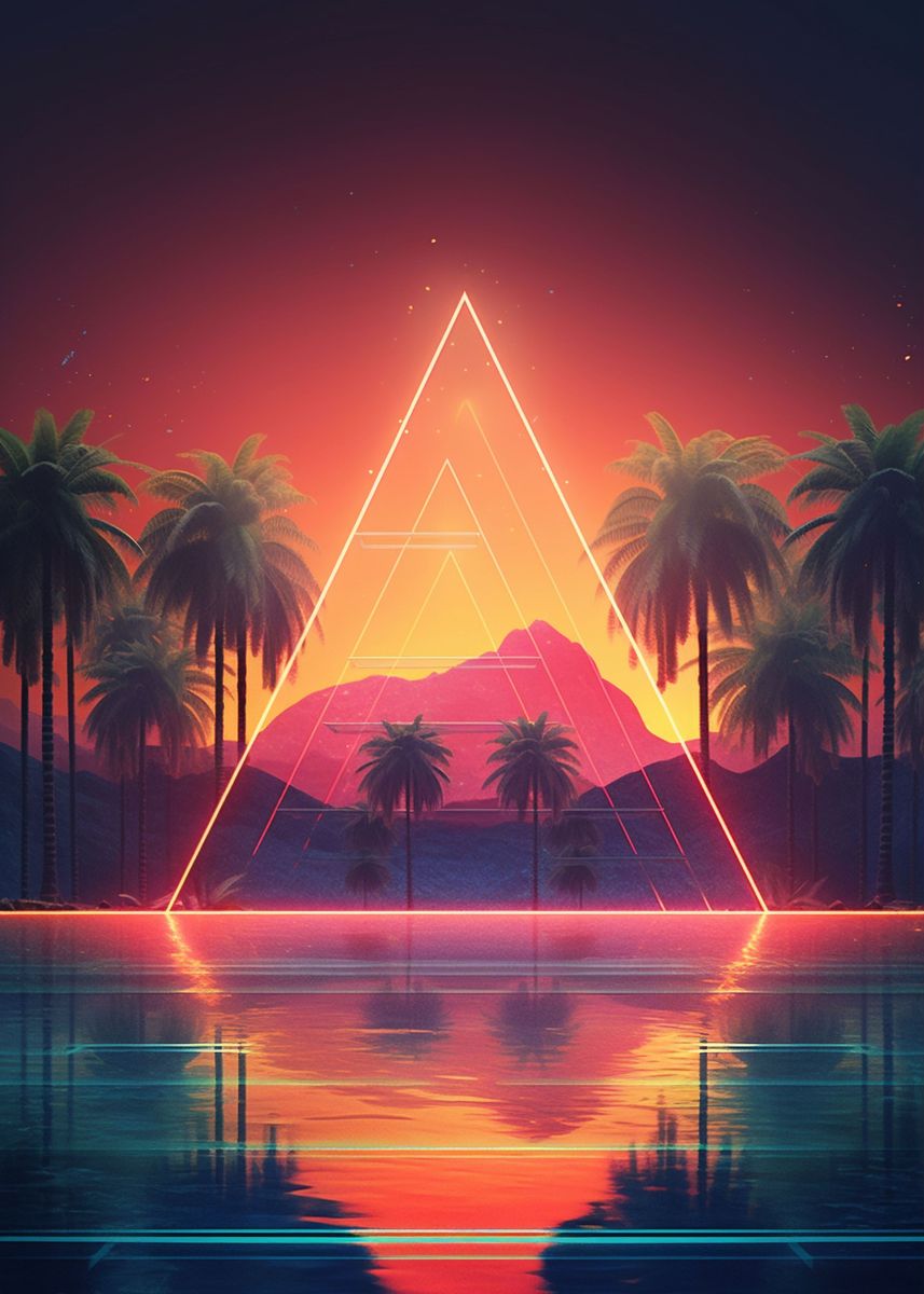'Orange Neon Pyramid ' Poster by Cybronauts | Displate