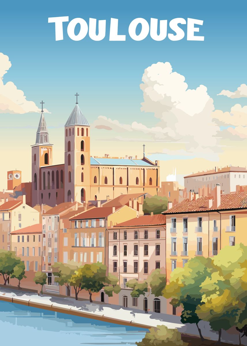 'Toulouse Vintage travel' Poster, picture, metal print, paint by ...