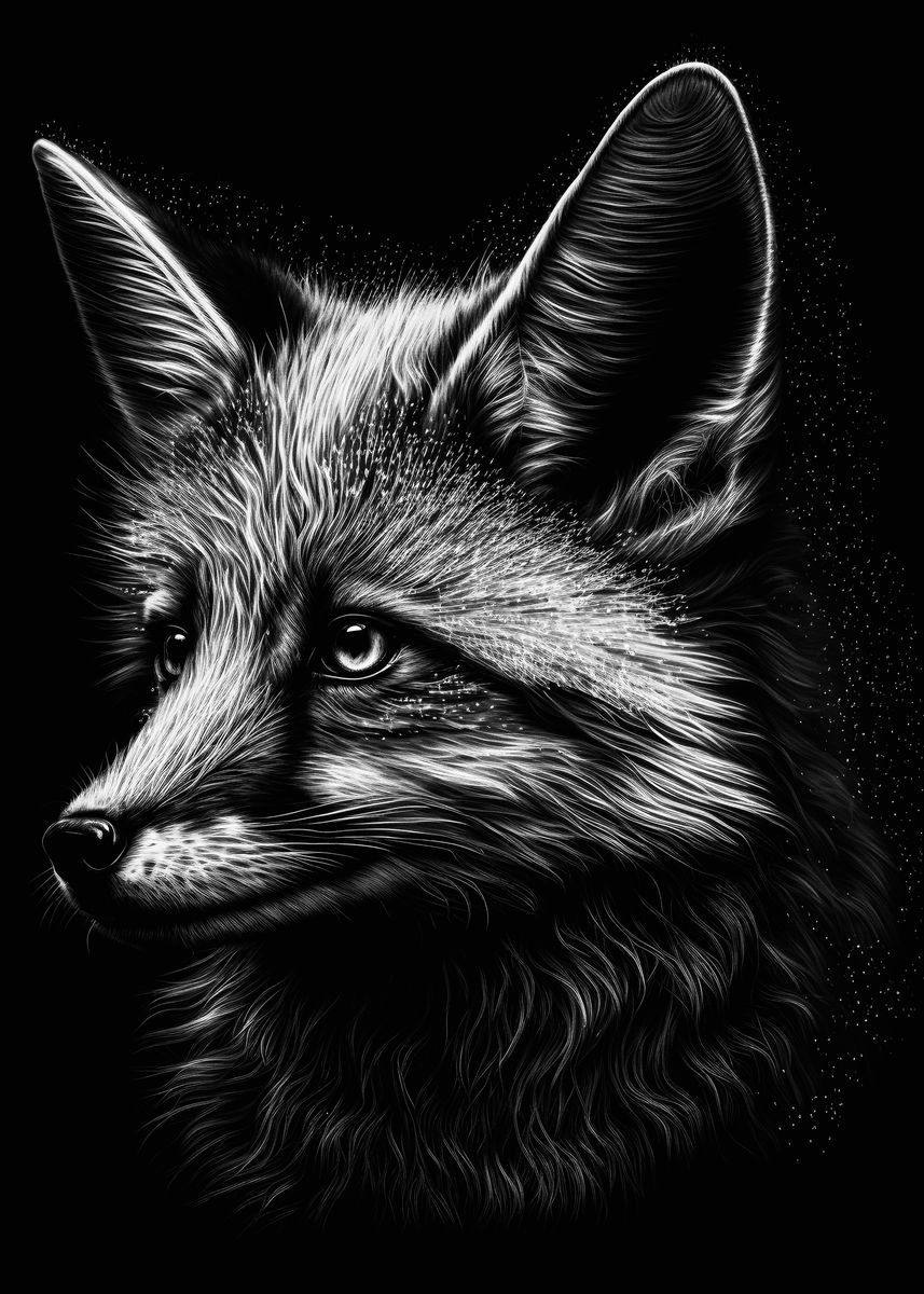 'Fox BW' Poster by Elz art | Displate
