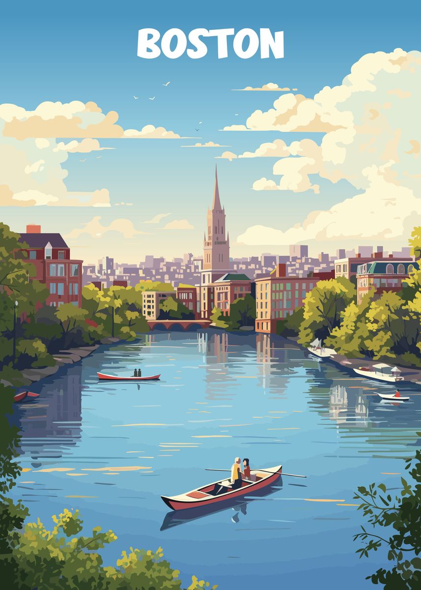 'Boston Massachusetts' Poster, picture, metal print, paint by Mounier ...