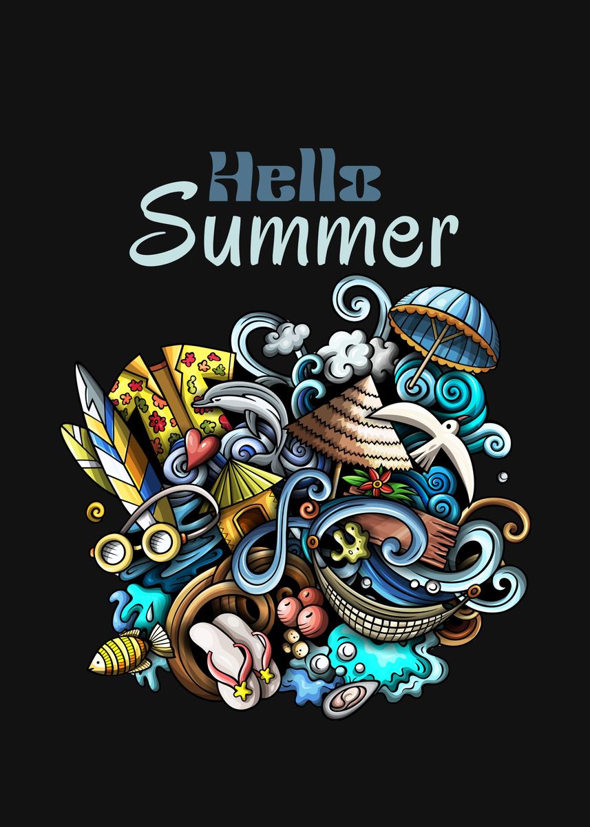 'hello summer art' Poster, picture, metal print, paint by AL Store ...