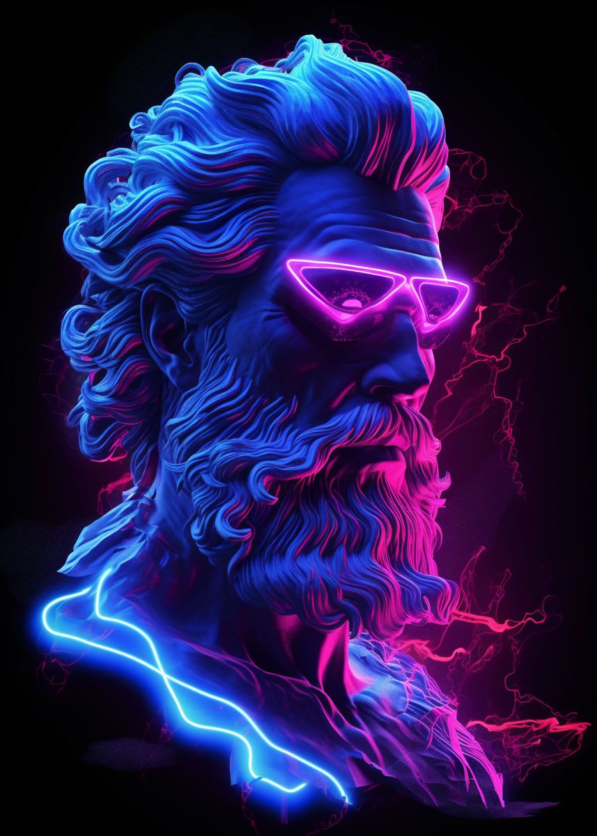 'Neon Cool Zeus' Poster, picture, metal print, paint by Cybronauts ...