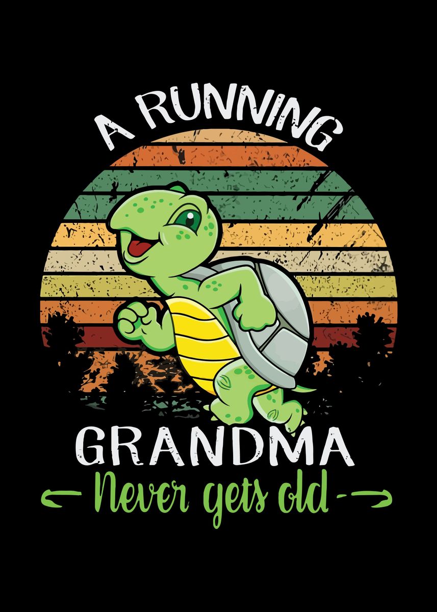 'A Vintage Running Grandma ' Poster, picture, metal print, paint by ...