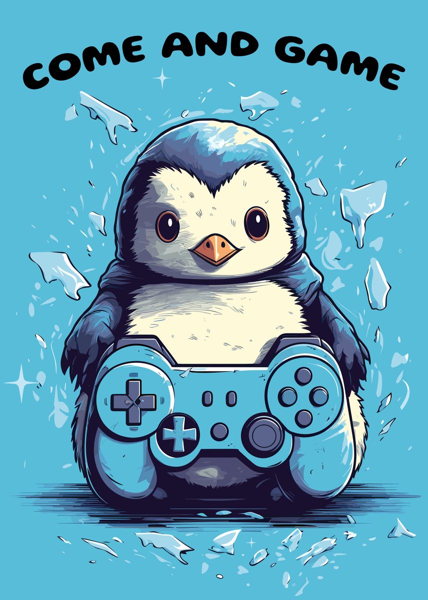 'Gamer Penguin' Poster, picture, metal print, paint by ThomasDHaley ...