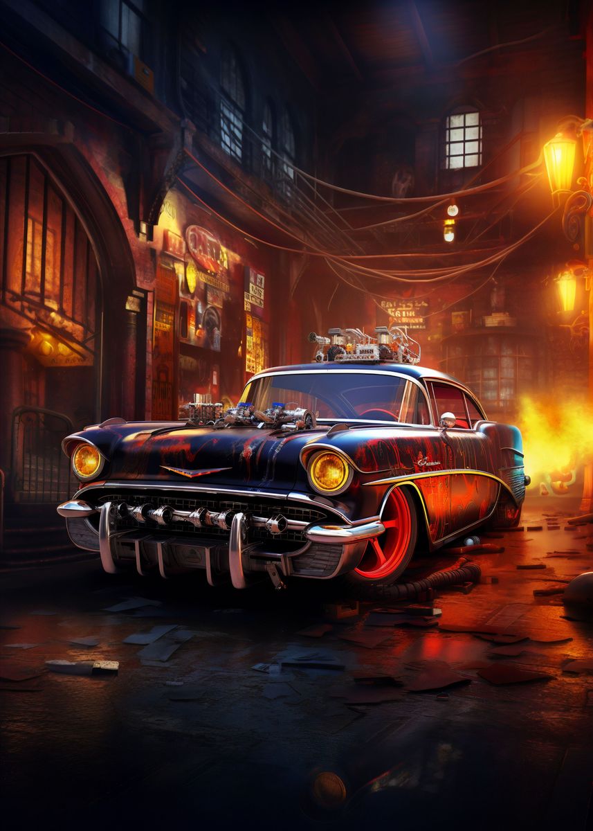 'Hell Car' Poster, picture, metal print, paint by Spake | Displate