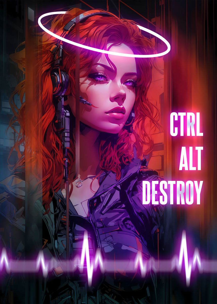 'Ctrl Alt Destroy Cyberpunk' Poster, picture, metal print, paint by ...