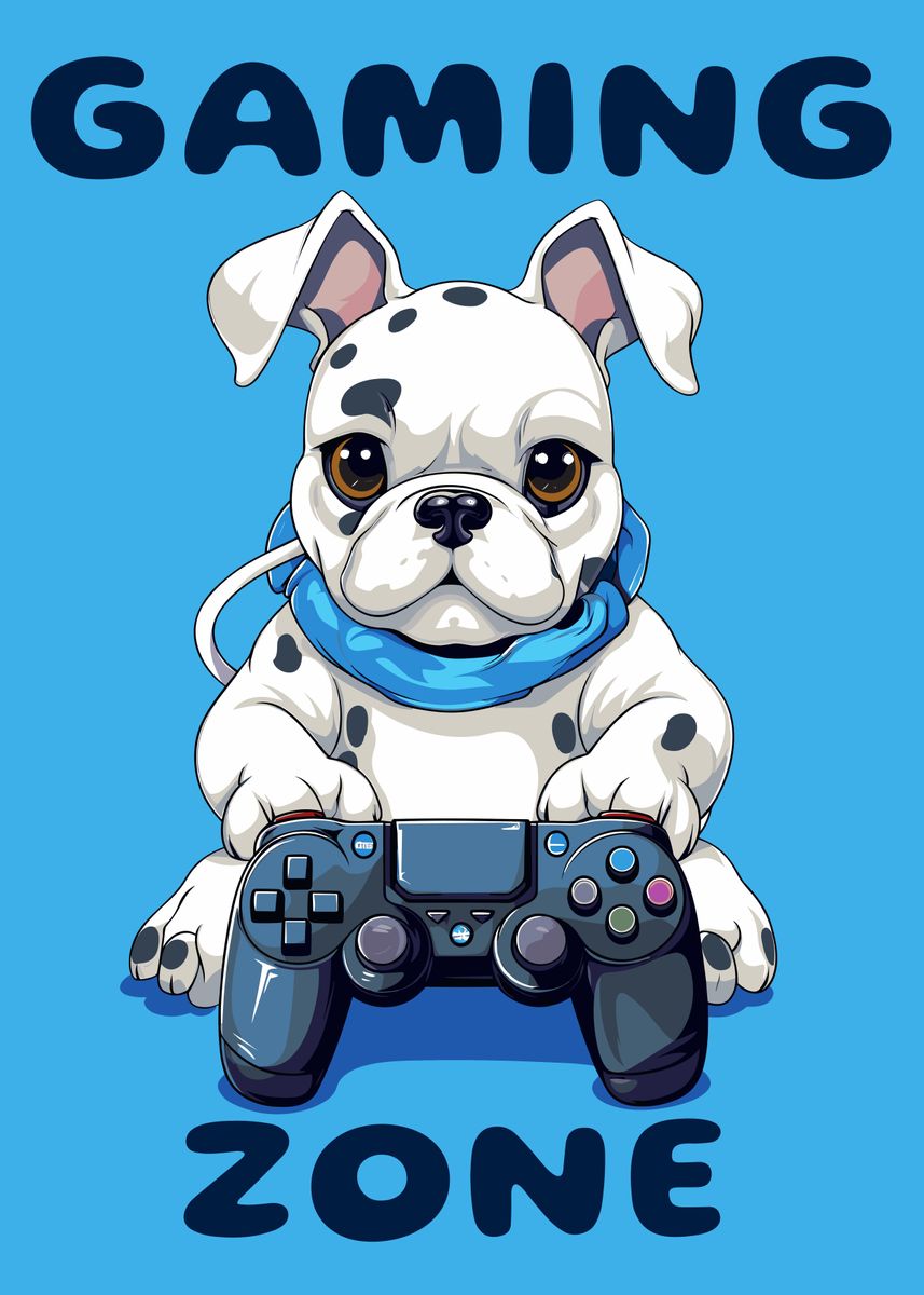 'Gamer Bulldog Dog' Poster, picture, metal print, paint by ThomasDHaley ...