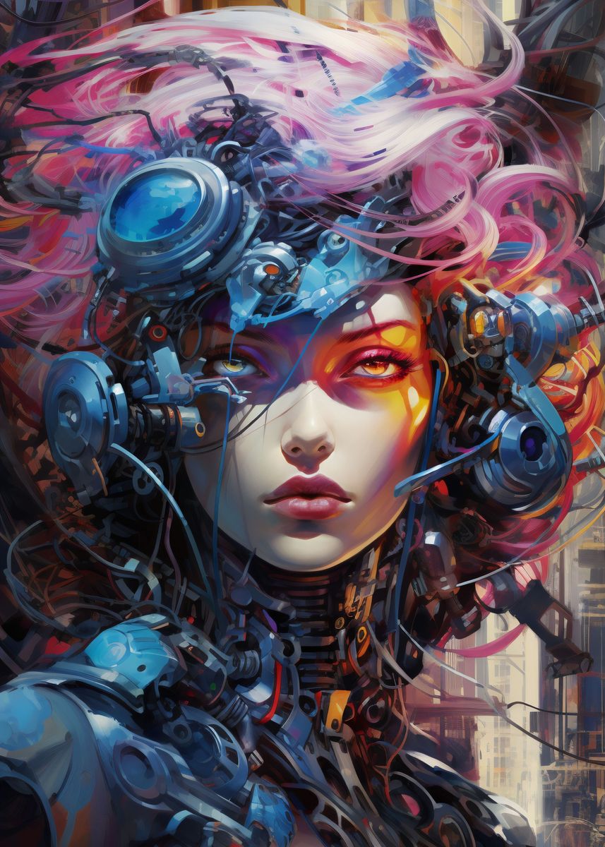 'Robot Portrait 1' Poster, picture, metal print, paint by Spake | Displate