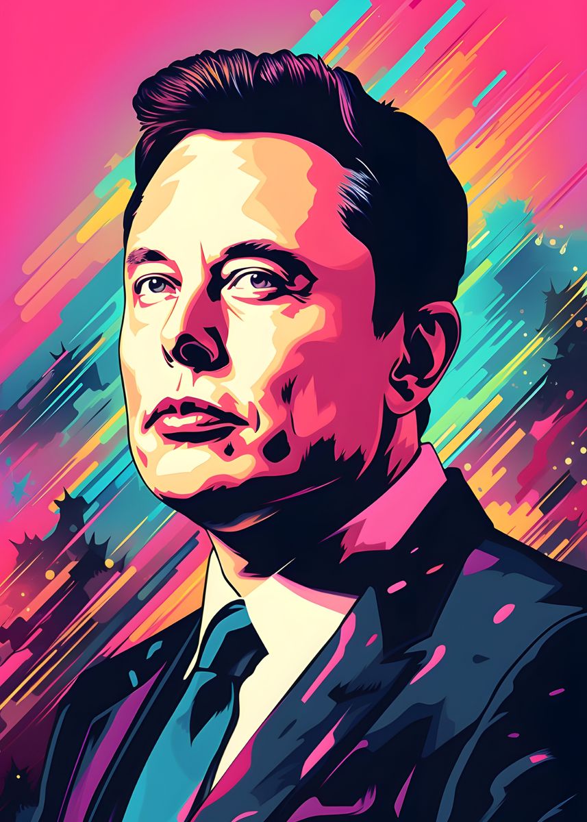 'Elon Musk Pop Art' Poster, picture, metal print, paint by SuperNova ...