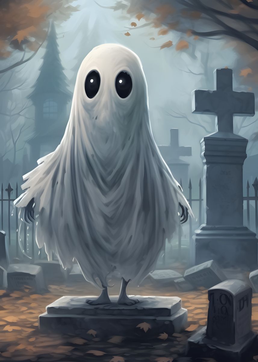 'Tiny Scary Spooky Boooo' Poster, picture, metal print, paint by ...