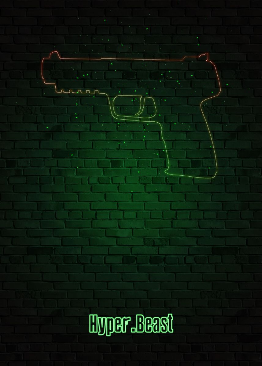 'gun neon gaming' Poster, picture, metal print, paint by Juan lee ...