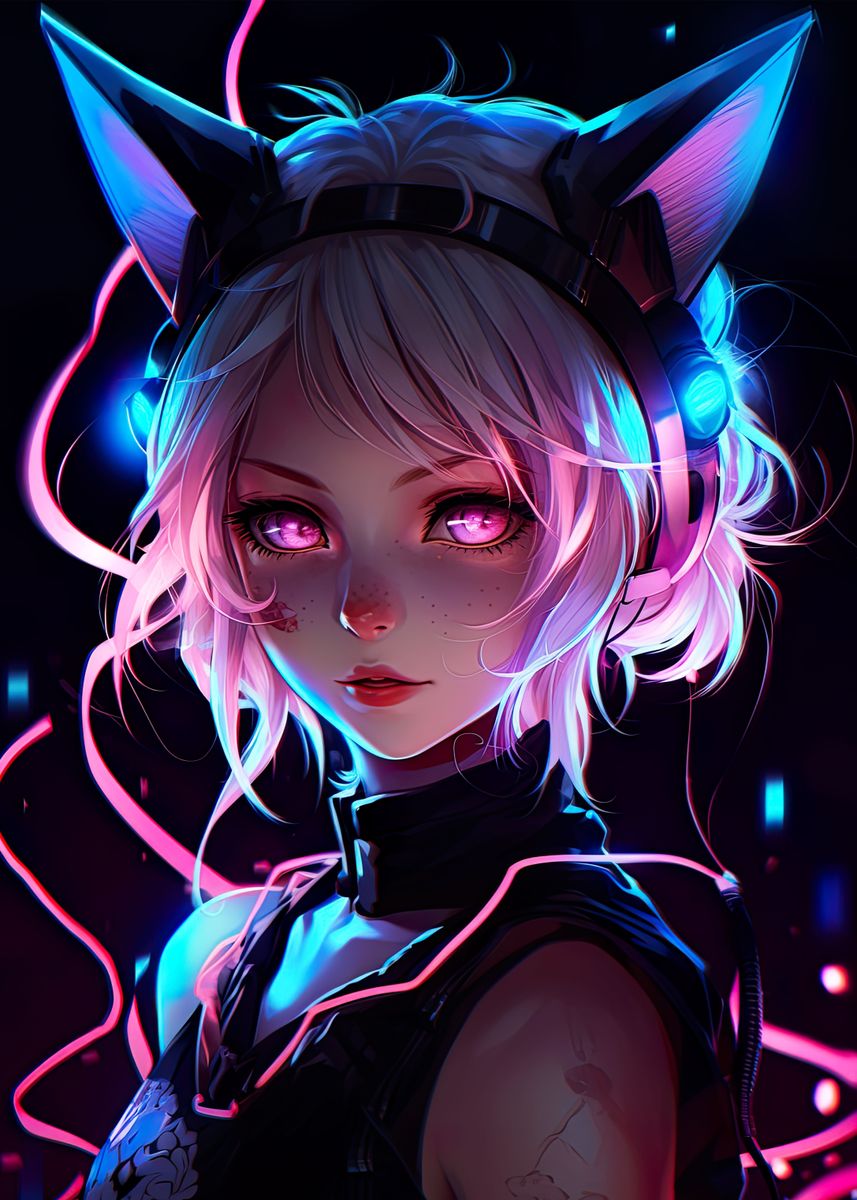 'Cyber Neko Revolution' Poster, picture, metal print, paint by hassen ...