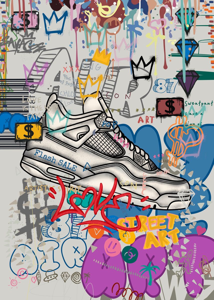 'Abstract shoes posters' Poster, picture, metal print, paint by Selja ...