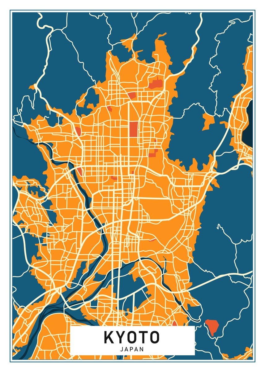 'Kyoto maps of japan' Poster, picture, metal print, paint by Ar dani | Displate