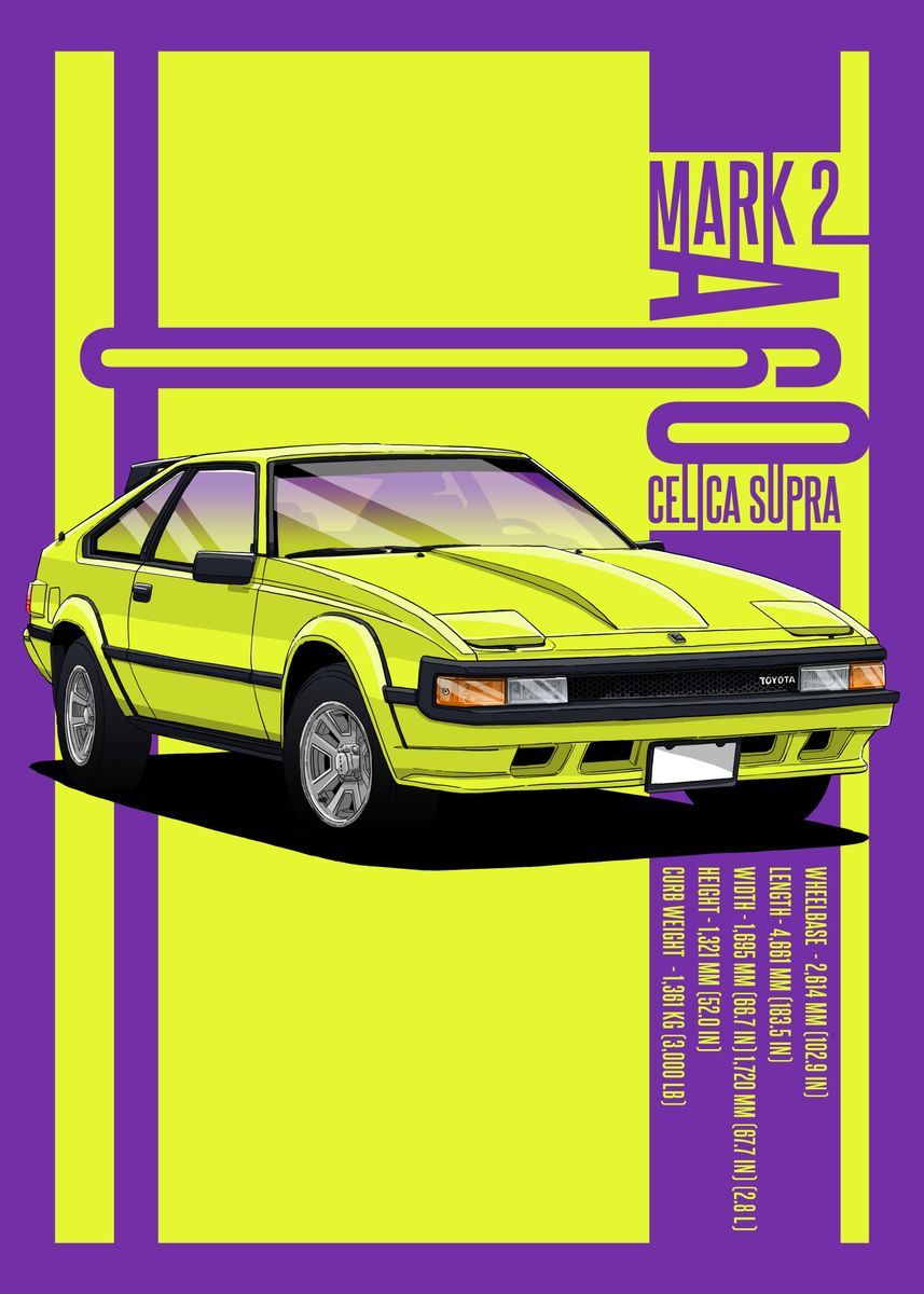 'Celica Supra Mk2 A60' Poster, picture, metal print, paint by ND Fat ...