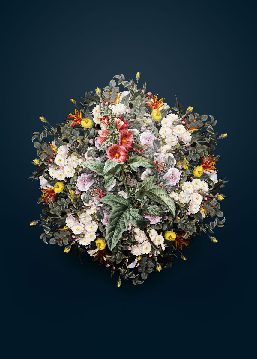 'Tree Mallow Flower Wreath' Poster by Holy Rock Design | Displate