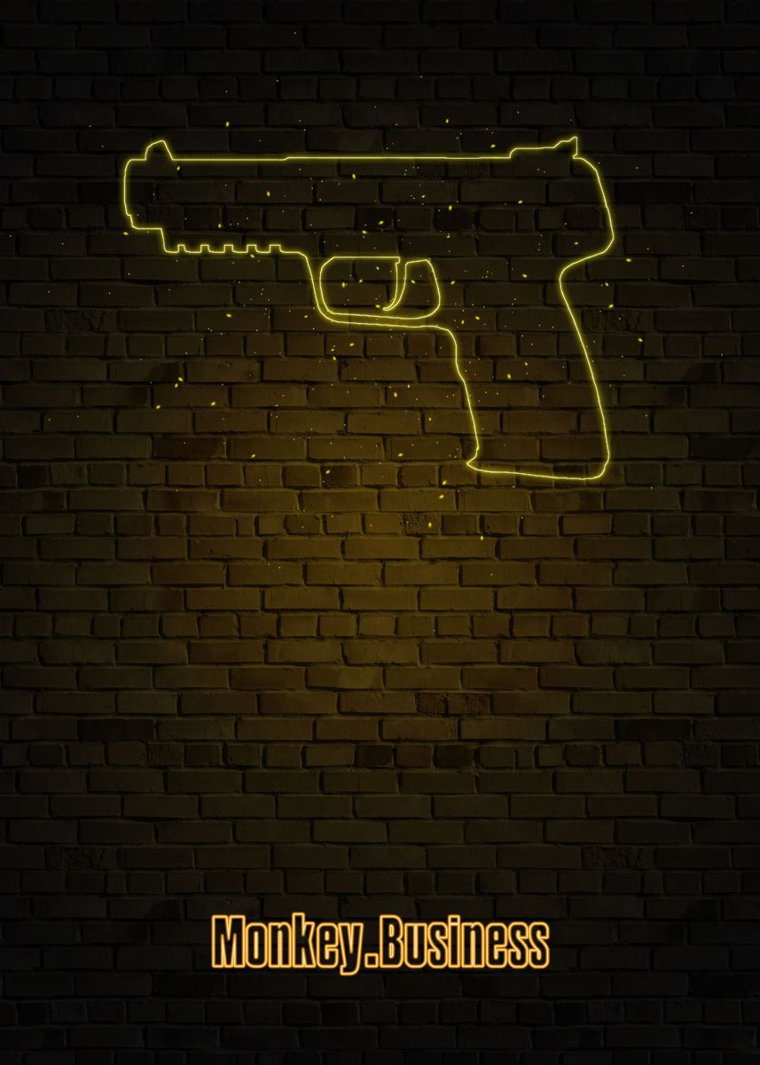 'gun neon gaming' Poster, picture, metal print, paint by Juan lee ...
