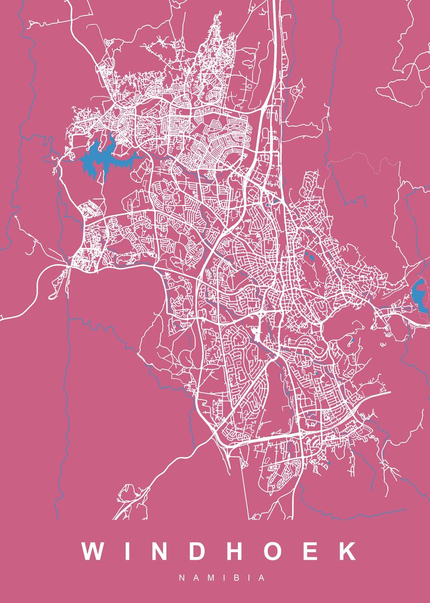 'MAP WINDHOEK NAMIBIA ' Poster, picture, metal print, paint by ...