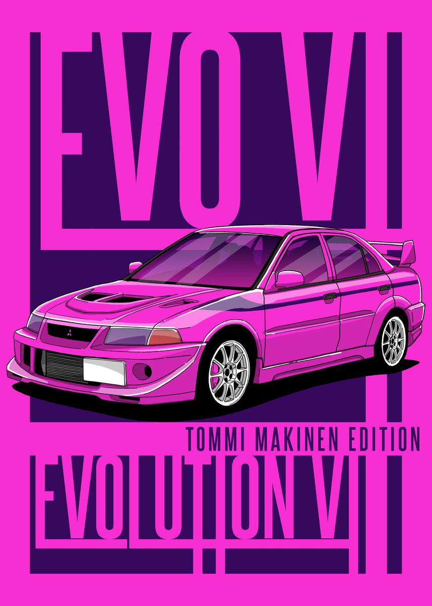 'Mitsubishi lancer evo6' Poster, picture, metal print, paint by ND Fat ...