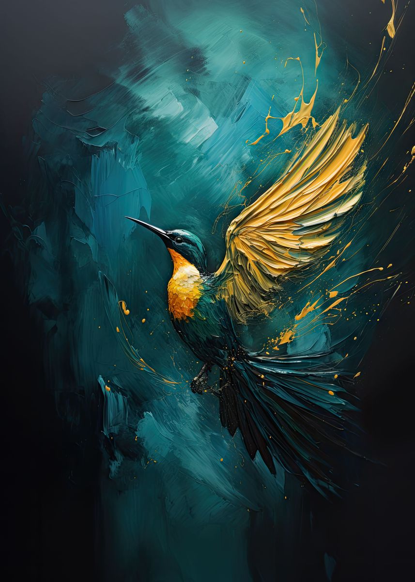 'Flying Impasto Bird' Poster, picture, metal print, paint by Tomasz ...