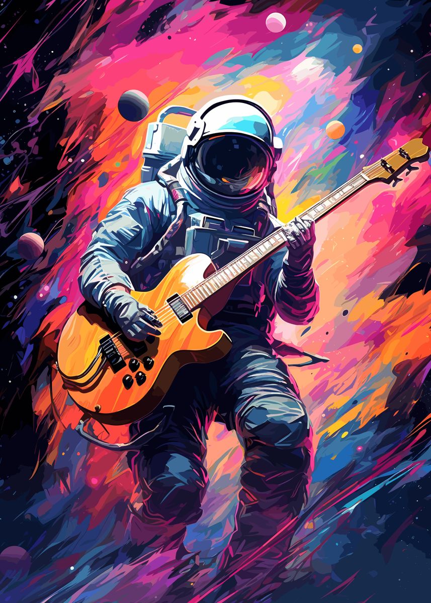 'Astronaut Playing Guitar' Poster, picture, metal print, paint by ...