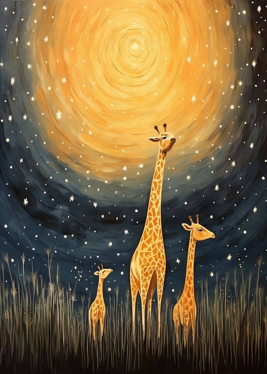 'Giraffe and Star' Poster, picture, metal print, paint by Art Space ...