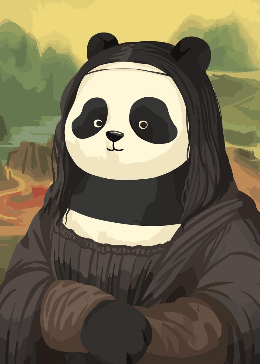 'Panda in Monalisa Style' Poster, picture, metal print, paint by Beast ...