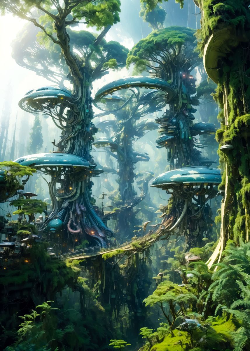'Green City' Poster, picture, metal print, paint by James Garcia | Displate