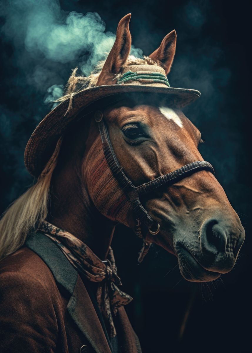 'Smoking Horse' Poster, picture, metal print, paint by Stylianos ...