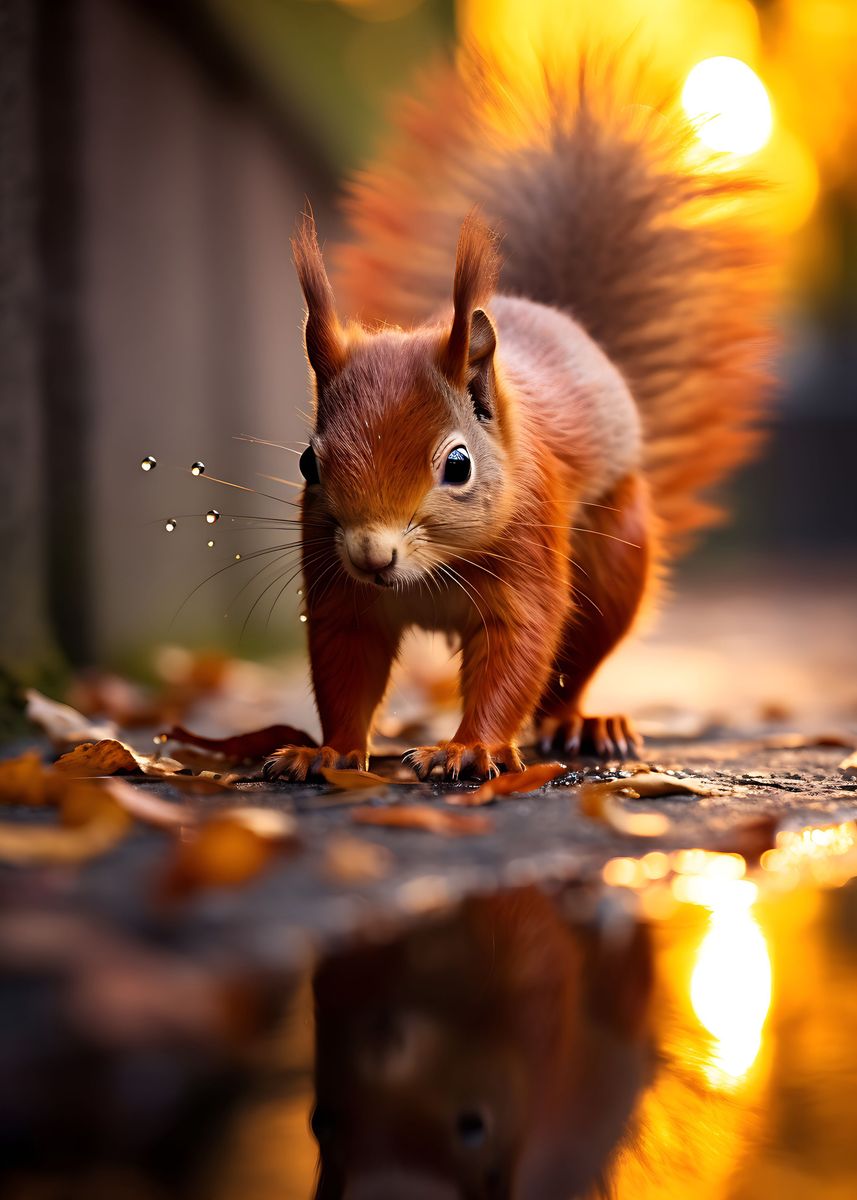 'Vibrant Red Squirrel Art' Poster, picture, metal print, paint by ...
