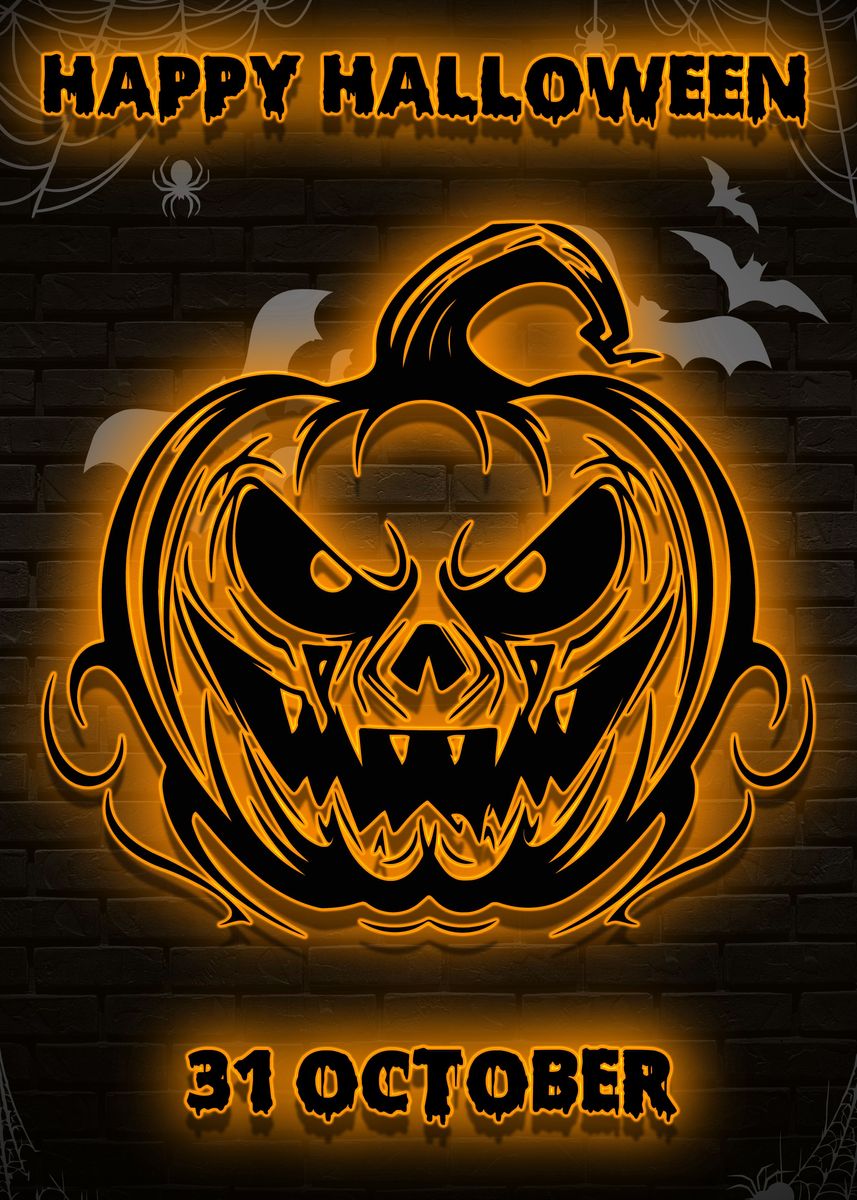 'pumpkin crazy halloween' Poster by wyattsnow | Displate