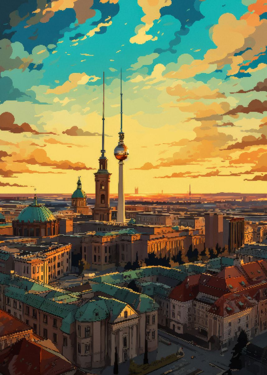 'Berlin Pixel Art' Poster, picture, metal print, paint by Pucaaa | Displate