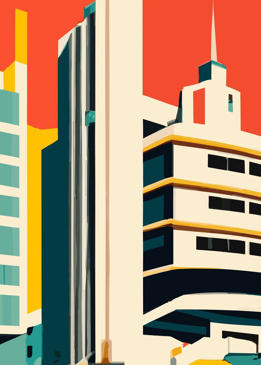 'Minimalist City House' Poster, picture, metal print, paint by ...