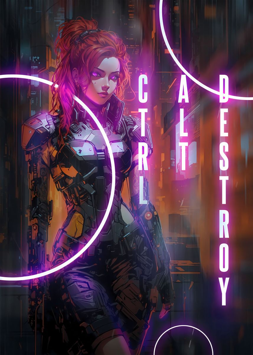 'Ctrl Alt Destroy Cyberpunk' Poster by Atanas Popovski | Displate