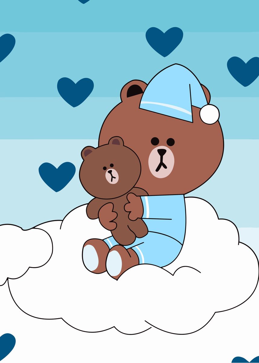 'bear brown cute animal' Poster, picture, metal print, paint by Martyn ...