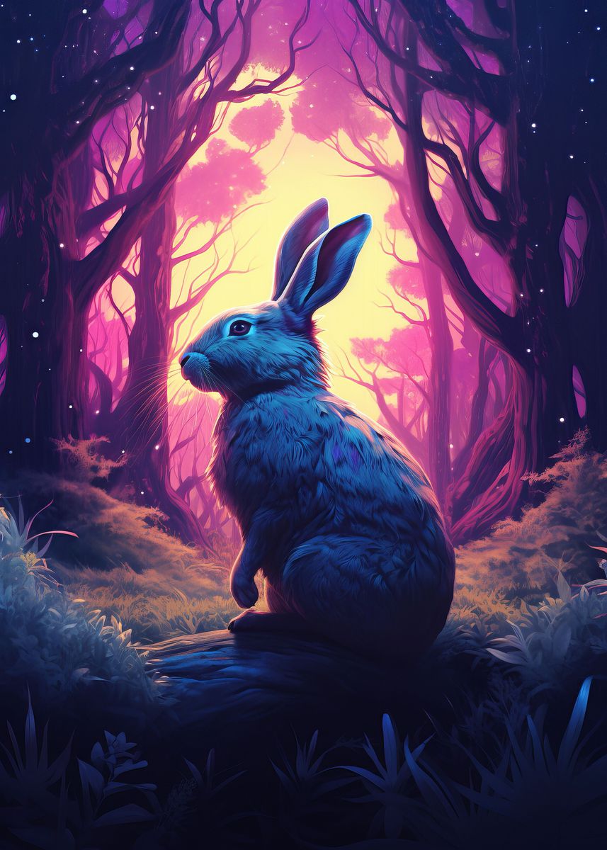 'Rabbit In Forest Bunny' Poster by FavoritePlates | Displate