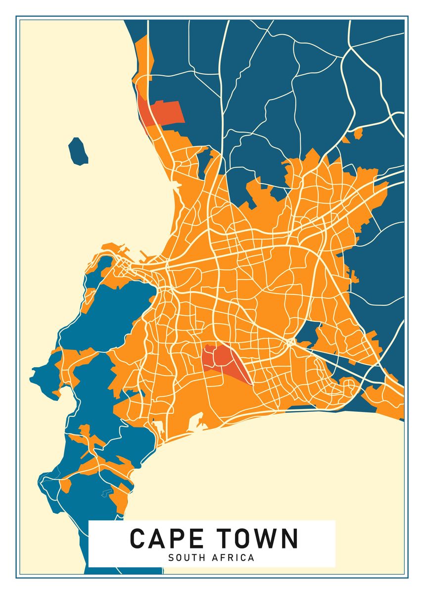 'Cape town map ' Poster, picture, metal print, paint by Ar dani | Displate