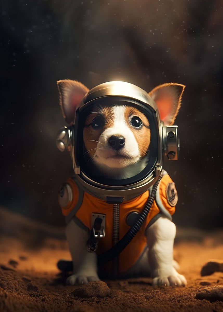 'Cosmonaut dog' Poster, picture, metal print, paint by Graphics GC ...