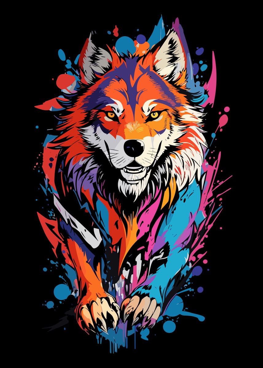 'Wolf Graffiti Style' Poster, picture, metal print, paint by Muhammad ...