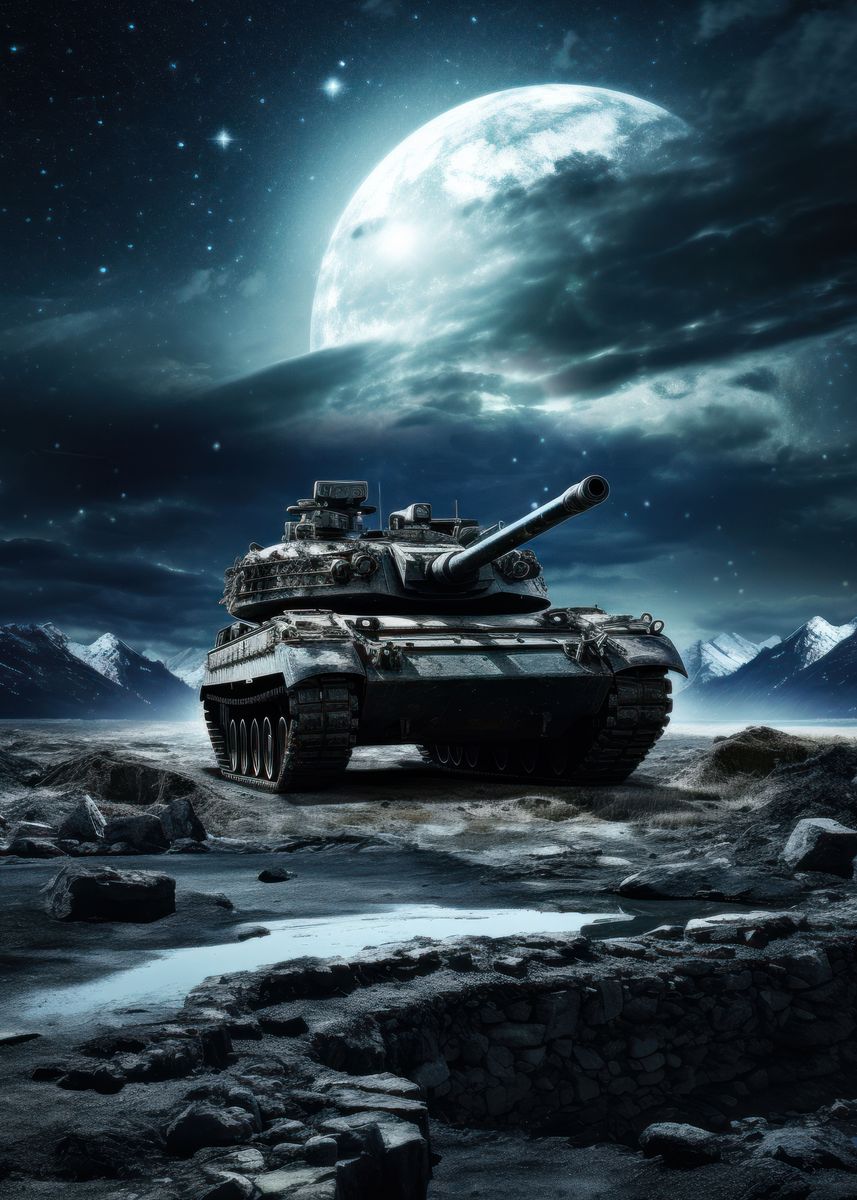 'tiger panzer and moon' Poster, picture, metal print, paint by Adel S ...